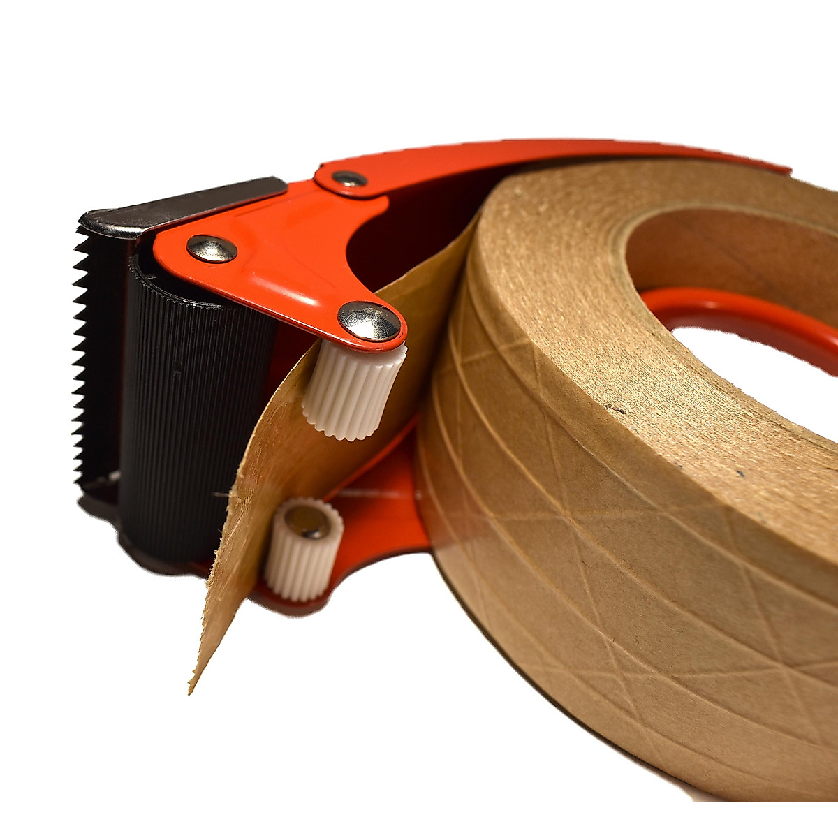 Heavy Duty Steel Packing Tape Dispenser - for 2 inch Wide Tape with 3 inch Inner Paper Core - Hand-Held Professional Quality Metal Packaging Tape Dispenser for Sealing Moving and Shipping Boxes, Red