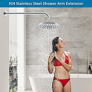 Hibbent 16 Inch All Metal Shower Extension Arm, Extra Long Shower Arm with Flange, Stainless Steel Rainfall Shower Arm Water Outlet, Wall Mounted Shower Head Extender Arm, Chrome