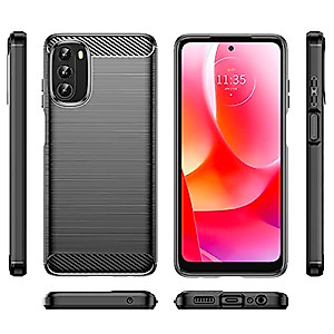 Moto G 5G Case (2022) with HD Screen Protector, MAIKEZI Non-Slip Shock-Absorption TPU Bumper, Soft Rubber Protective Cover - Black
