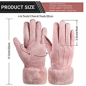 SATINIOR 3 Pairs Winter Warm Touchscreen Gloves Women's Fleece Lining Texting Gloves Fuzzy Soft Winter Gloves for Skiing(Black, Khaki, Pink)