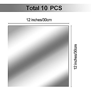 Zonon Flexible Mirror Sheets Self Adhesive Non Glass Mirror Tiles Mirror Stickers for Home Wall Decor (10 Pieces, 12 x 12 Inches)