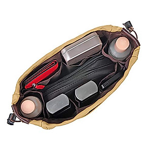 Vercord Canvas Handbag Organizers, Sturdy Purse Insert Organizer Bag in Bag, 10 Pockets Khaki Small