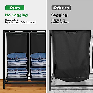 Laundry Sorter 3 Section, Laundry Hamper with Shelf and 2 Drawers, 180L Laundry Basket, laundry Organizer Cart, Pull-Out and Removable Oxford Fabric Laundry Bags,Rustic Brown and Black