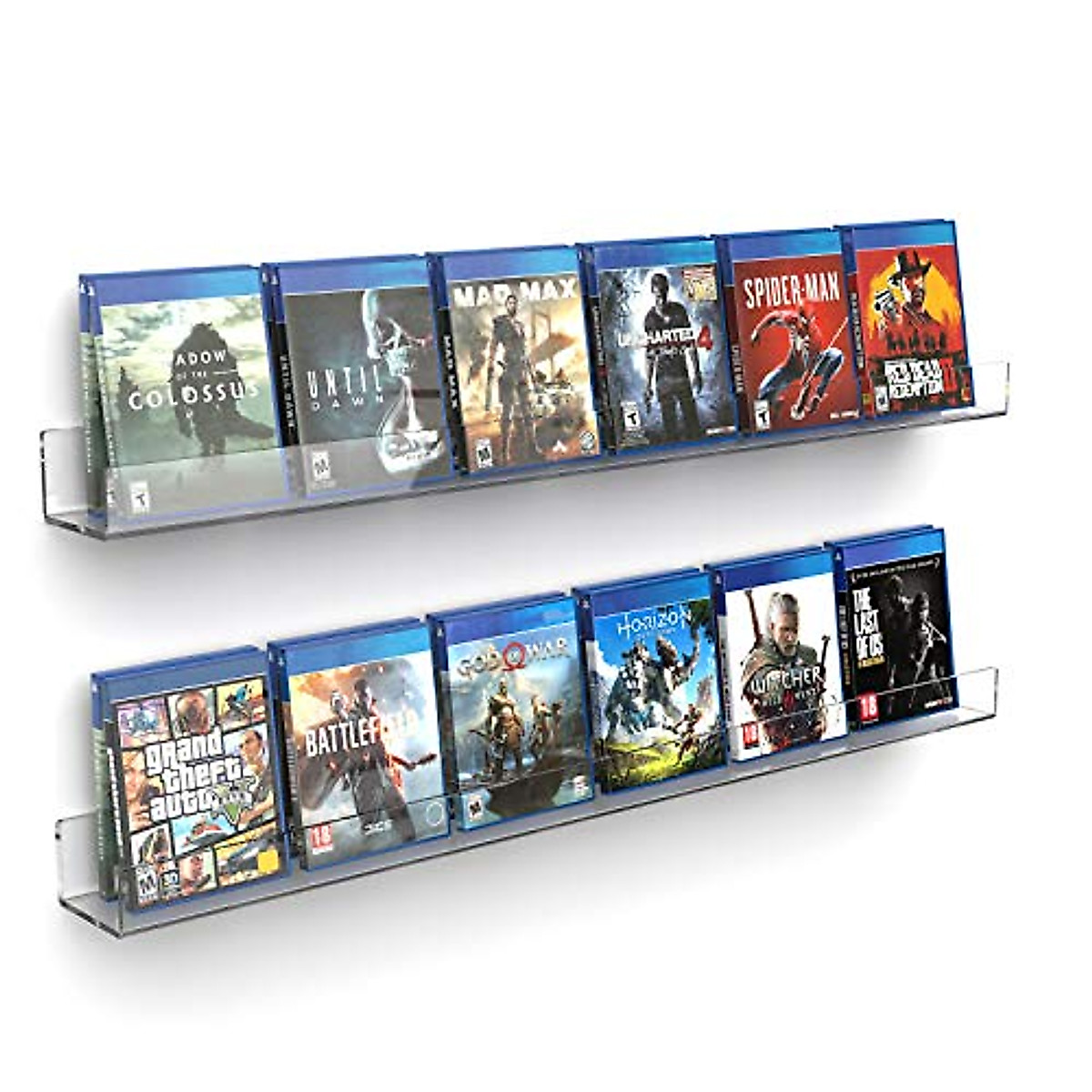 MaxGear Acrylic Floating Bookshelves, 36 Inch (2 Pack) Invisible Acrylic Floating Wall Ledge Shelf Wall Mounted Nursery Kids Bookshelf, Clear Storage Shelves Display Organizer for Bedroom, Kids Room