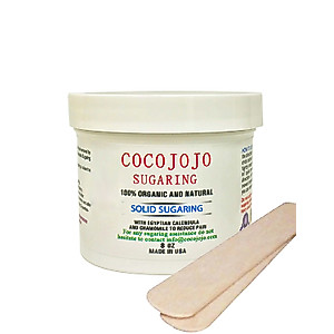 Sugaring Hair Removal Kit - USDA Certified Sugar Wax Paste 8 oz + 2 Spatulas for At Home Easy Brazilian Bikini Underarms Spring Summer Arms Legs Back Chest Vegan Natural Men and Women