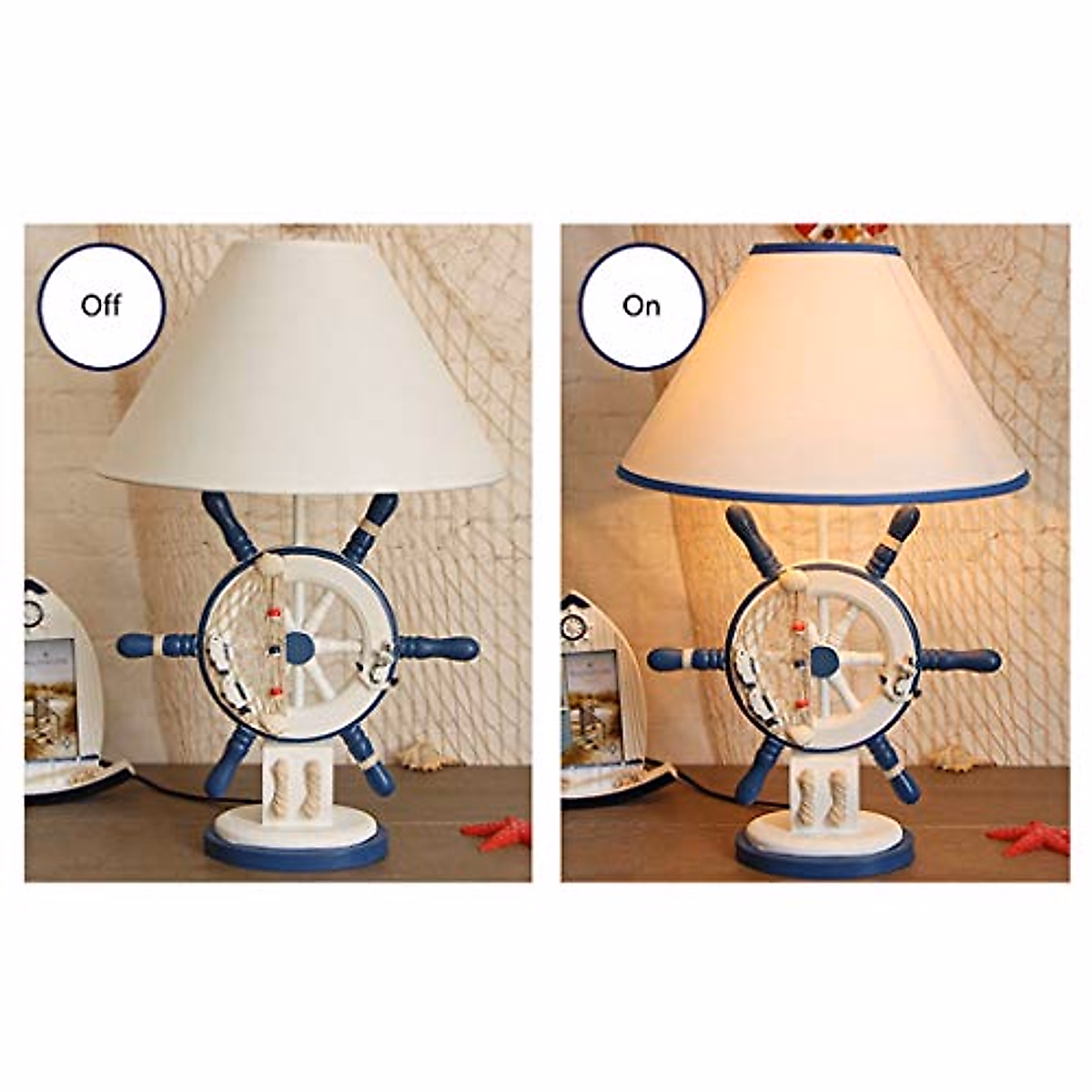 Useful Mediterranean Style Wood Table Lamp LED Eye-caring Modern Bedside Desk Lamps for Bedroom Living Room Writing Reading E27 Bulb Desk lamp (Color : 1)