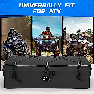 KEMIMOTO ATV Gear Bag for Front Rear Rack, ATV Storage Bags Water-Resistant Adjustable Divider Board Additional Cooler, Rack Bag for Four Wheeler ATV UTV,Black