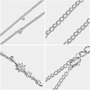 Hicarer 3 Pieces Silver Crystal Belly Ring with Chain Rhinestone Waist Body Chain Bikini Belly Chain Beach Accessories Jewelry for Women Adults(Silver)