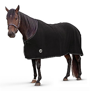 Jeffers Horse Fleece Cooler Blanket - Lightweight, Moisture-Wicking Western Blanket for Winter Warmth & Stable Use, Adjustable Fit, Durable & Easy-Care - Size 69", Black