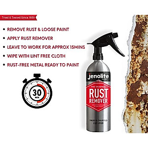 JENOLITE Original Rust Remover Liquid Trigger Spray - Removes Rust Back To Bare Metal - 500ml