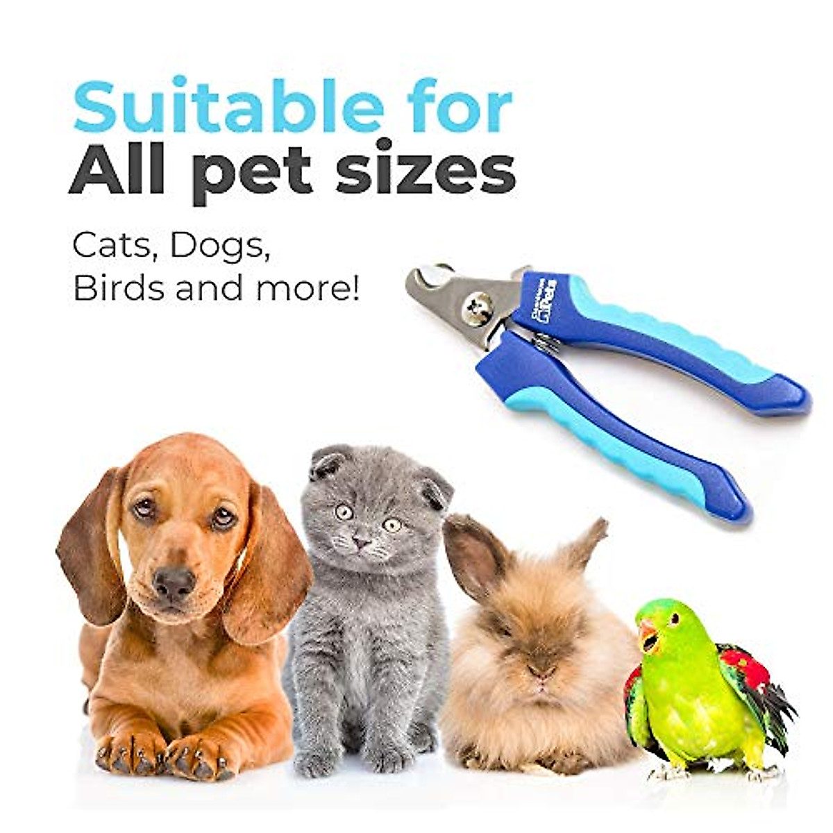 Dog Nail Clippers & Cat Nail Clipper with Nail File - Small Pets - Cat Nail Clippers with Safety Guard to Prevent Over-Cutting - Sharp & Stainless Steel