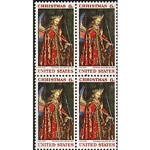 Christmas Angel Gabriel "The Annunciation" by Jan Van Eyck (Scott #1363) Block of 4 x 6¢ US Postage Stamps