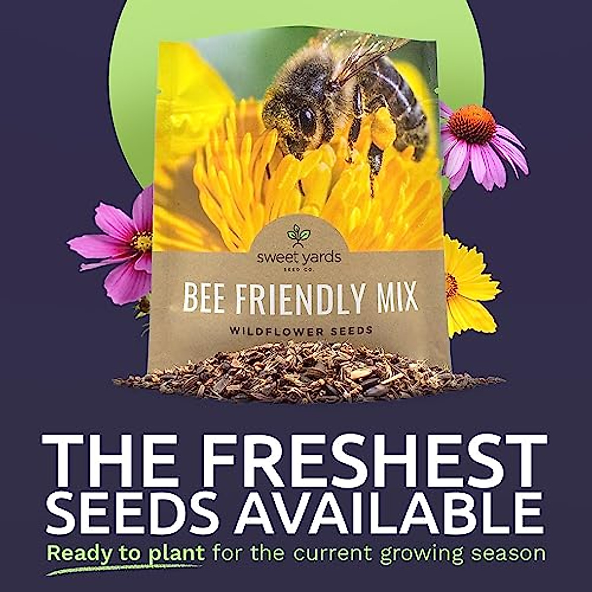 Bee Friendly Wildflower Seed Mix - Bulk 1 Ounce Packet - Over 7,500 Open Pollinated Seeds - Save The Bees!