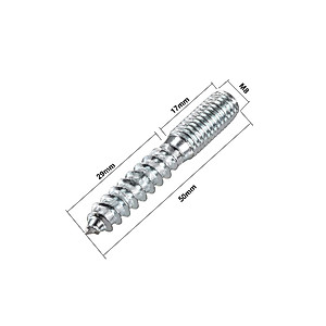 uxcell M8 Hanger Bolts Length 2"(50mm) Double Headed Bolts Self-Tapping Screw 8mm Wood Joint Furniture Legs 8pcs