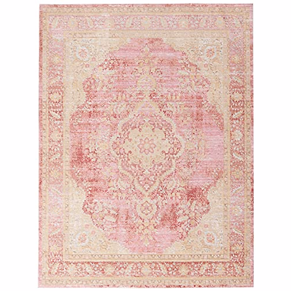 Momeni Rugs Isabella Traditional Medallion Flat Weave Area Rug, 5'3" X 7'3", Pink