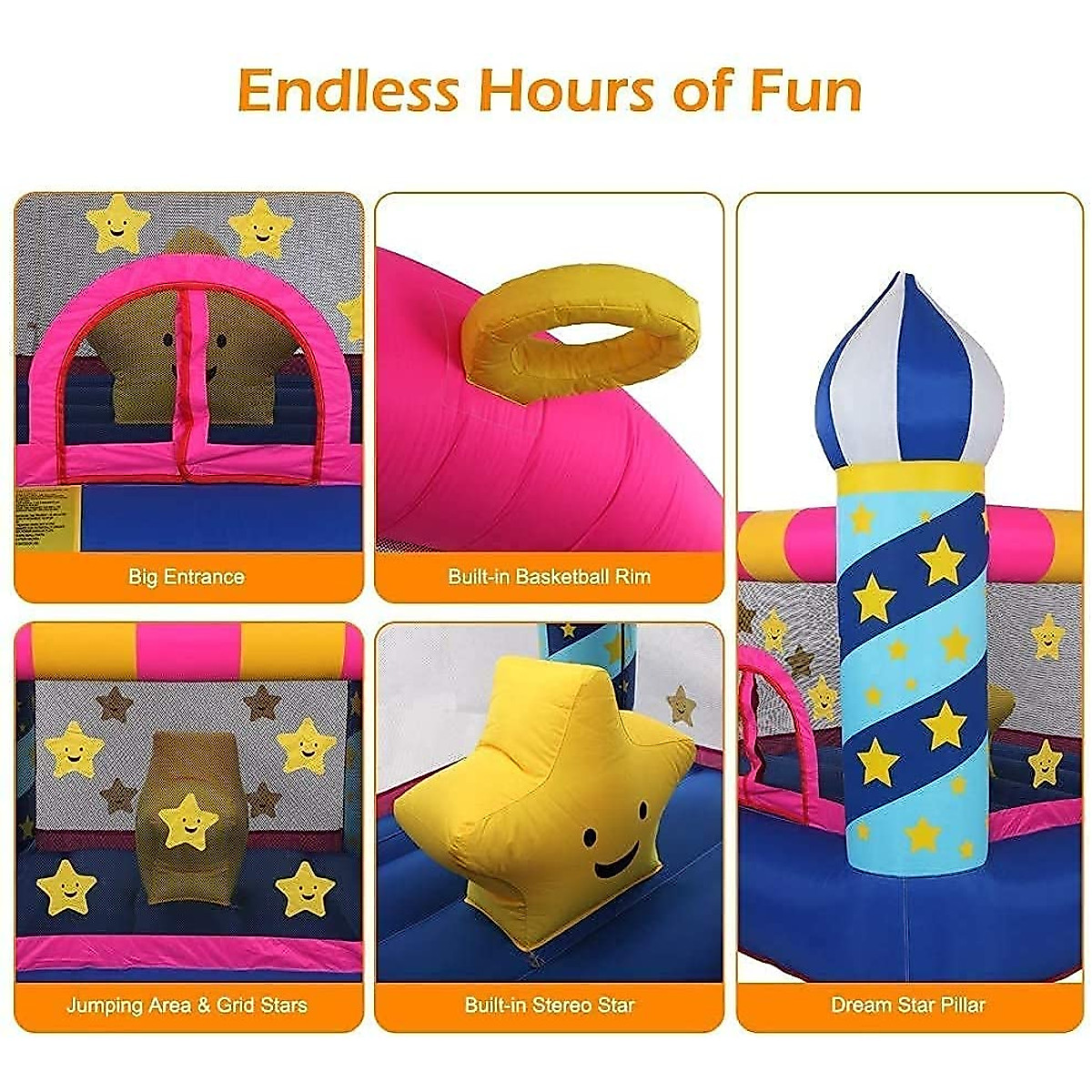 Inflatable Castle Activity Air Bounce House Bounce Room, Cloth 840D Jumping Surface, Outdoor Family Playground Garden Ch