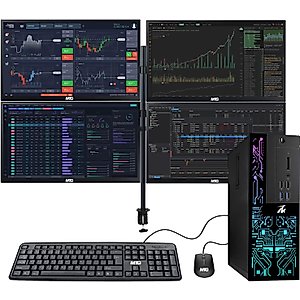 TechMagnet Trading Desktop PC Siwa 6 Intel Corei5-6500, 16GB RAM, 120GB SSD, 2TB HDD, 4 New 24” LED Monitors, 2 Network Cards, Trading Platform Support, MTG Keyboard & Mouse Win 10 Pro (Renewed)