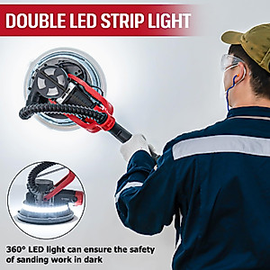 Blackcube Drywall Sander, 880W Electric Drywall Sander with Vacuum Dust Collection, Popcorn Ceiling Removal Tool 5 Variable Speed 1000-2100RPM with LED Lights, 14 Pcs Sanding discs