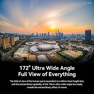 Brightin Star 10mm F5.6 Fisheye Wide Angle APS-C Manual Foucus Mirrorless Camera Lens, Fit for Canon EOS-M Mount M, M2, M3, M5, M6, M10, M100, M50, M200 (Silver)