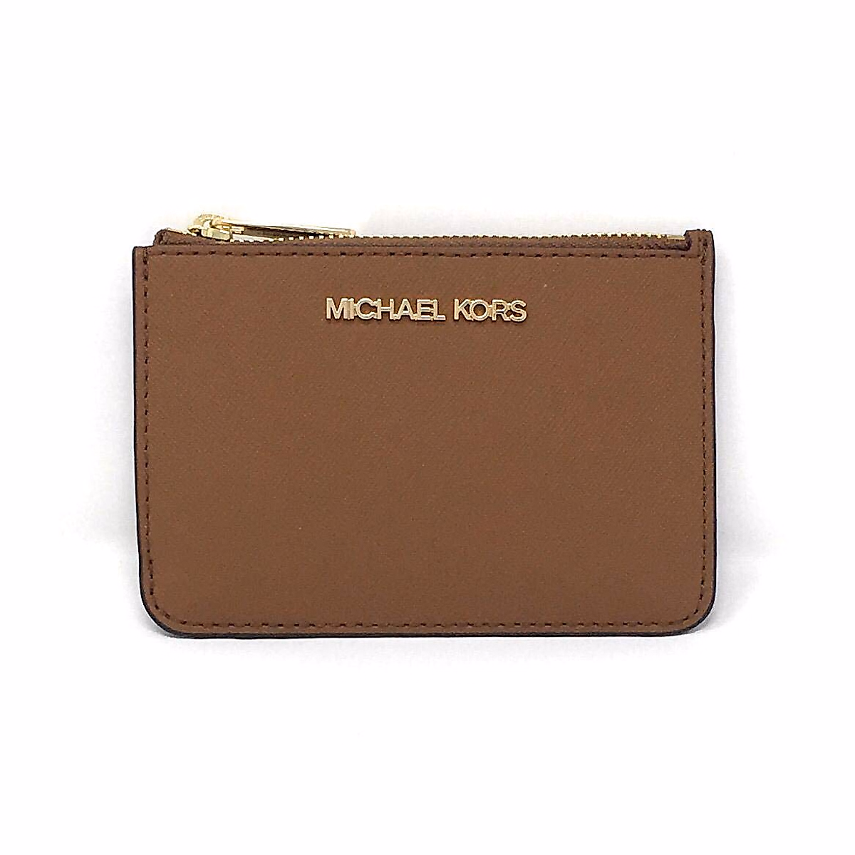 Michael Kors Jet Set Travel Small Top Zip Coin Pouch with ID Holder Saffiano Leather (Luggage), Brown, ns, 35f8gtvp1b