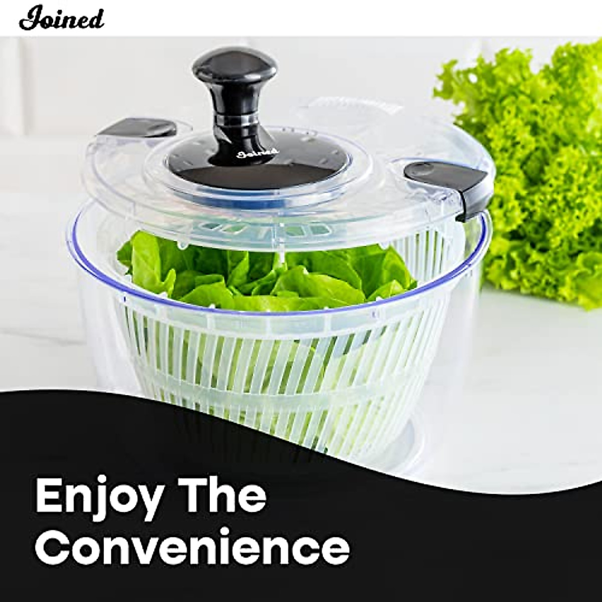 Joined Salad Spinner with Drain, Bowl, and Colander - Quick and Easy Multi-Use Lettuce Spinner, Vegetable Dryer, Fruit Washer, Pasta and Fries Spinner - 3.7 Qt