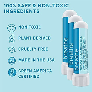 MOXE Breathe | Himalayan Salt Inhaler | Help Clear Congestion, Boost Focus and Improve Breathing | Natural Aromatherapy | Peppermint, Lavender and Tee Tree Essential Oil (3 Pack)