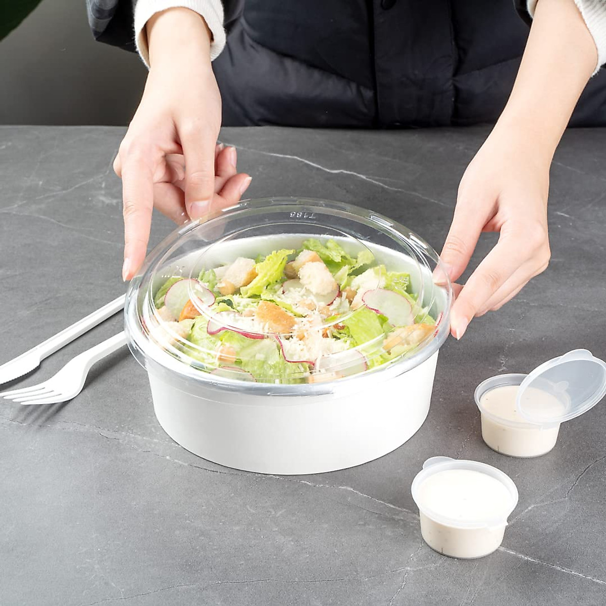 Restaurantware LIDS ONLY: Foil Lux Lids For 45 OZ Take Out Containers 200 Lift Tab Lids For Food Containers - Disposable Clear Plastic Food Container Lids Containers Sold Separately