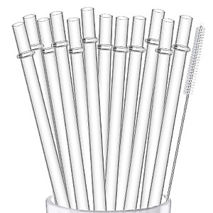 ALINK 12 Reusable Clear Straws + 12 Black Glitter Straws