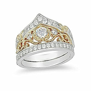 Tishya Jewellers Enchanted Disney Cinderella 2.0 CT. T.W. Diamond Crown Bridal Set 14K Two-Ton FN (7)