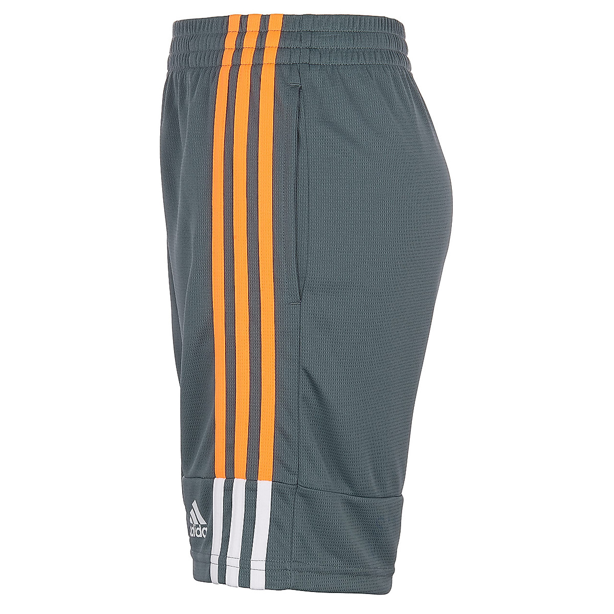 adidas Boys' Clashing 3-Stripes Shorts, Grey/Orange, Medium (10/12)