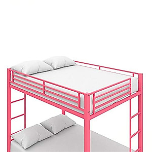 DHP Full over Full Bunk Bed for Kids, Metal Frame with Ladder (Pink)