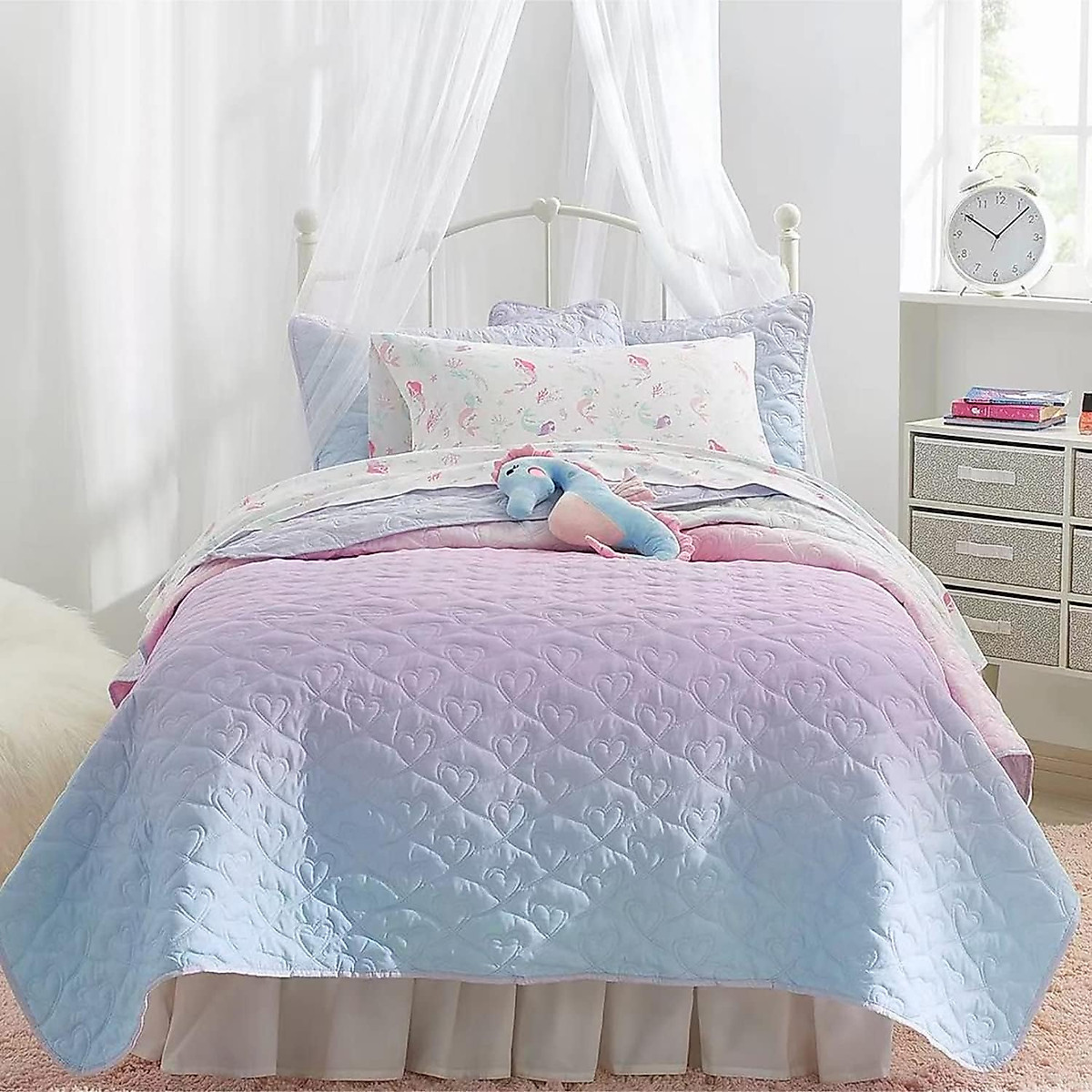 SCHNAUZER HOME Quilt Set King Size 3 Piece, Bailey Pattern Printed Bedding Coverlet Set, Lightweight Soft Reversible Bedspread Sets for All Season (1 Quilt & 2 Pillow Shams)