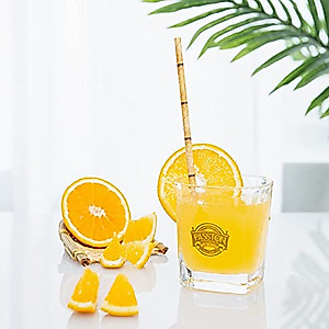 YEHAM 100 Pc 2 Colors Biodegradable Bamboo Print Paper Drinking Straws for Juices Shakes Birthday Wedding Party Supplies