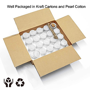 4oz Small Glass Jars 40Pack, Clear Glass Pudding Jars with PE Lids and Tags, Spice Jars/ Glass Jelly Jars/ Yogurt Jars/ Small Jars with Lids (Set of 40)