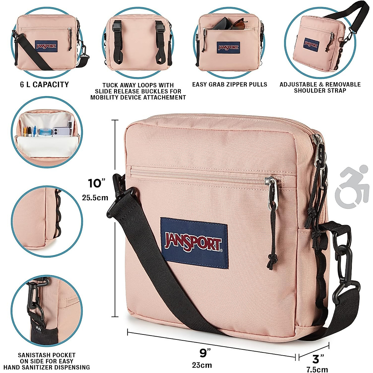 JanSport Central Adaptive Accessory Bag, Black, 6L