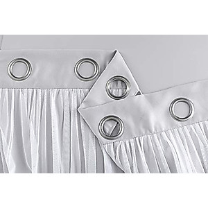 ECM. Catarina Layered Solid Blackout and Sheer Window Curtain Panel Pair with Grommet Top 2 Layered (Cloud Grey, 2PC 52" x 84")