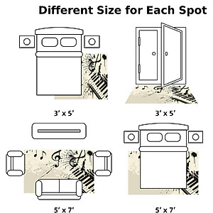 Grunge Musical Theme Notes and Piano Keys 3x5 Rug Throw Rugs Entryway Indoor Front Door Mat Non Slip Bedside Area Rug for Bedroom Aesthetic Kitchen Carpet Machine Washable