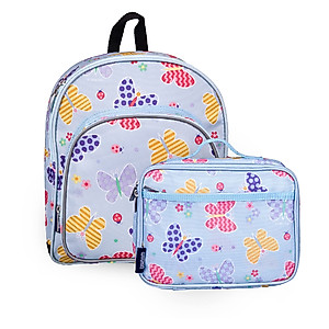 Wildkin 12 Inch Backpack Bundle with Insulated Lunch Box Bag (Butterfly Garden)