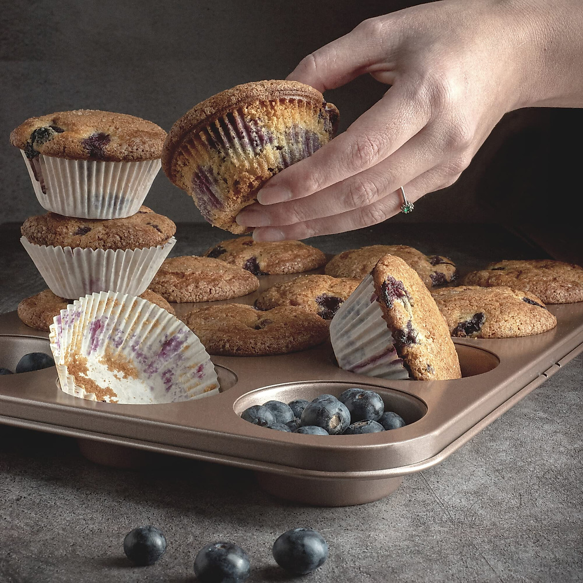 HAPPIELS Non-Toxic Nonstick 12-Cup Muffin Pan | Non toxic Cupcake Pan Non Stick | Muffin Tin 12 cups