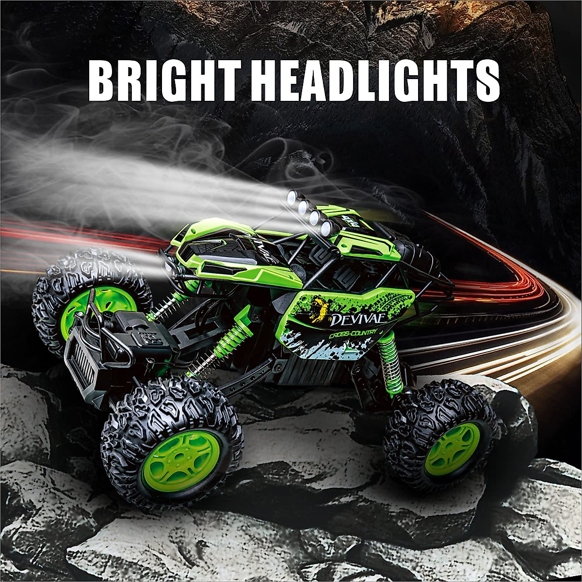 DEVIVAE RC Cars 2059 Remote Control Car for Kids Adults,1:12 All Terrain Monster Trucks , 4WD Off-Road 2.4GHz Rock Crawler,2 Batteries for 80Mins Play, RC Truck Electric Toy Gift for Boy Girl…