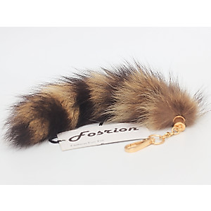 2 pcs 10inches Authentic Raccoon Tail Fur Skin Halloween Party Cosplay Toy Handbag Accessories Key Chain Ring Hook