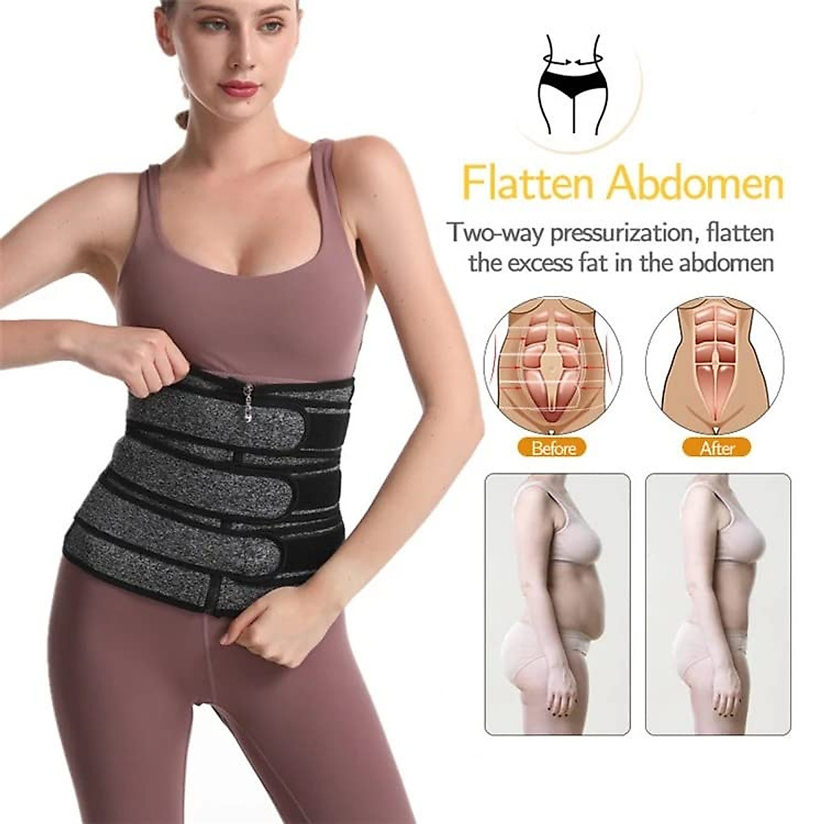 DDFS Workout Corset Sweat Waist Corset Trainer Wrap Seamless Sports Colombian Waist Trainer for Women Black 2XL