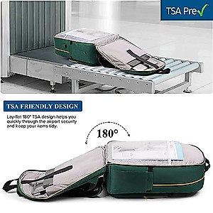 YAMTION 17.3 Inch Backpack Women,Laptop Backpack for Women USB Bookbag for Business Work Office College,Dark Green