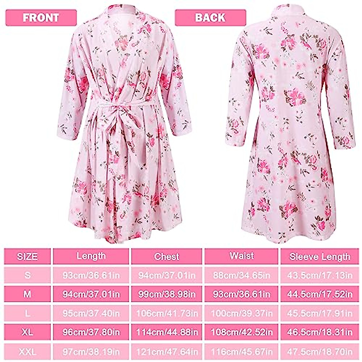 Mepase 5 Pcs Mommy and Me Robe Swaddle Headband Cap Set Including Maternity Robe Baby Swaddle Blanket Headband Hat for Mom and Baby (X-Large)