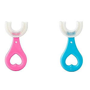 ZPC 2 Pieces of Children's toothbrushes Full Round Children's U-Shaped Toothbrush 360° Oral Cleaning Design for Toddlers and Children Soft Manual Training Toothbrush for 2-6 Years Old Children