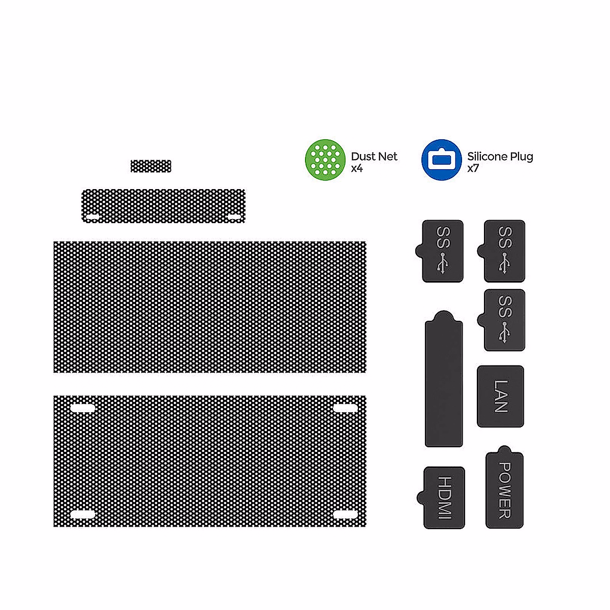 ECHZOVE Dust Plugs Compatible with Xbox Series S, Dust Filter Kit Compatible with Xbox Series S, Include 7 Silicone Series S Dust Protector and 4 PVC Series S Mesh Filter Covers