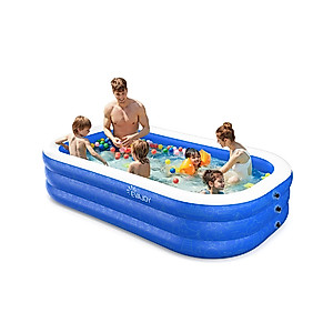 Inflatable Pool, EVAJOY 118'' x 72'' x 20'' Above Ground Pool, Kiddie Pool Large Size Thickened Blow Up Swimming Pools Play Center for Kids Children Family Outdoor Garden Backyard