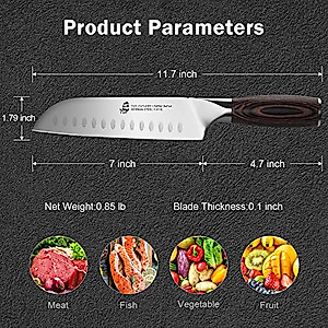 TUO Santoku Knife 7 inch - Japanese Chef Knife Ultra Sharp Asian Knives - German HC Stainless Steel - Durable Ergonomic Pakkawood Handle with Gift Box - Osprey Series
