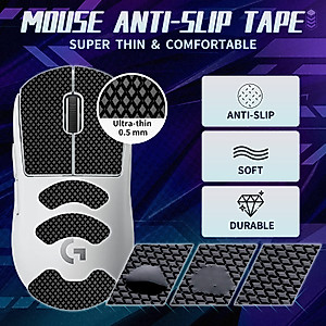 TALONGAMES Mouse Anti Slip Grip Tape Compatible with Logitech G PRO X Superlight, Superlight 2 Wireless Gaming Mouse, Palm Sweat Absorption, Thin 0.5mm, Cut to Fit, Easy to Apply, Mouse Skin (Black)