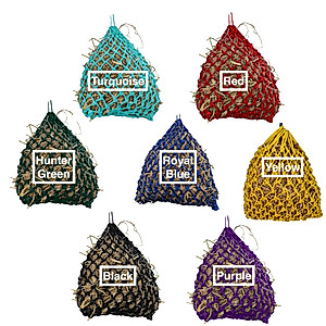 Majestic Ally 2”x2” Holes Highly Durable Very Sturdy 36" Hay Net with for Horses, Goat, Travel Feeder for Trailer and Stall, Reduces Waste (Royal Blue)